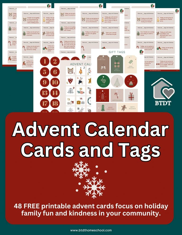 Free Advent Calendar Cards - BTDT Homeschool