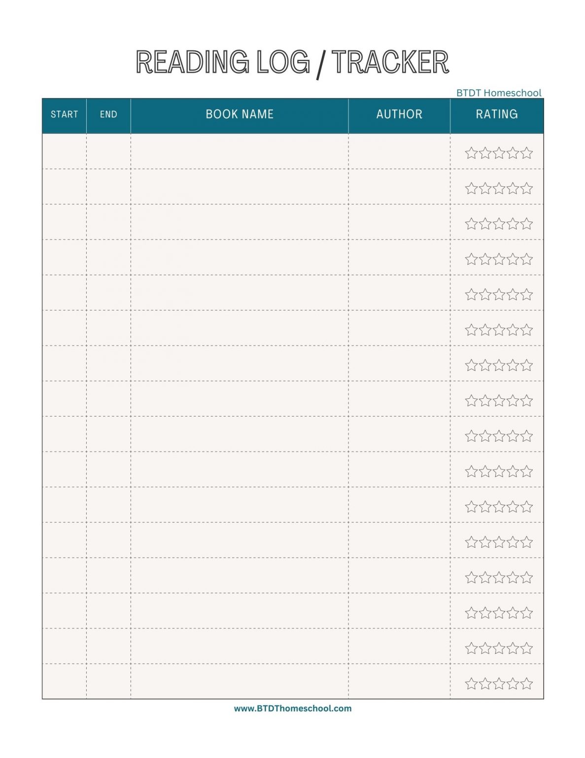 FREE Reading Log and Tracker - BTDT Homeschool