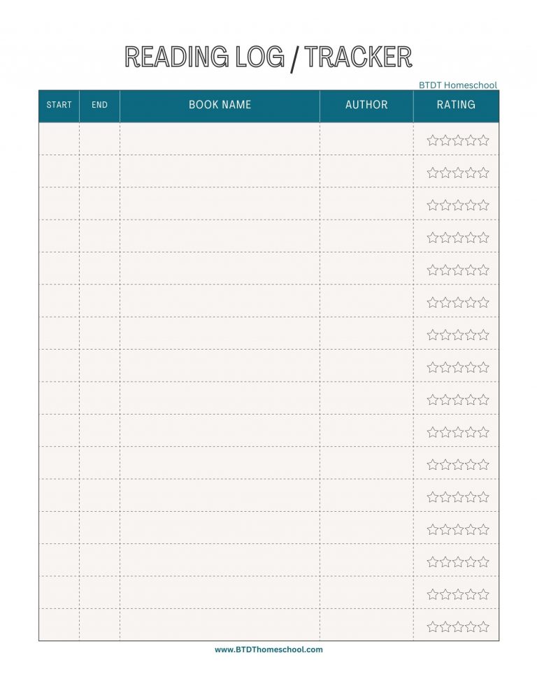 FREE Reading Log and Tracker - BTDT Homeschool