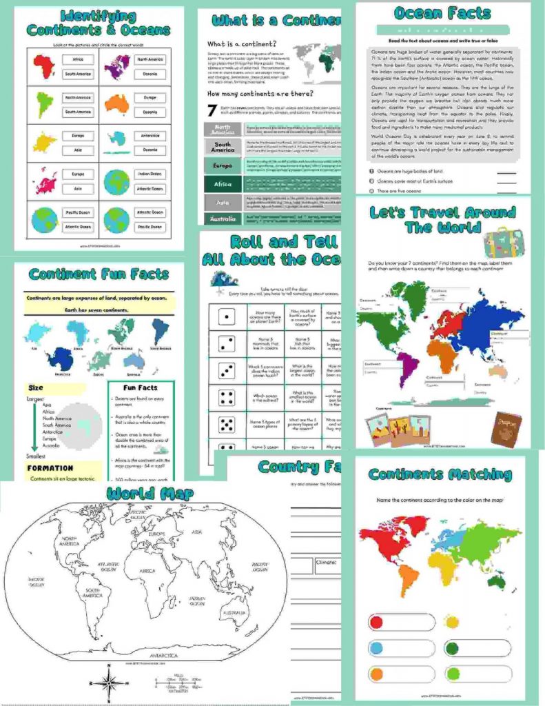 Continents and Oceans Pack (37 pgs) BTDT Homeschool