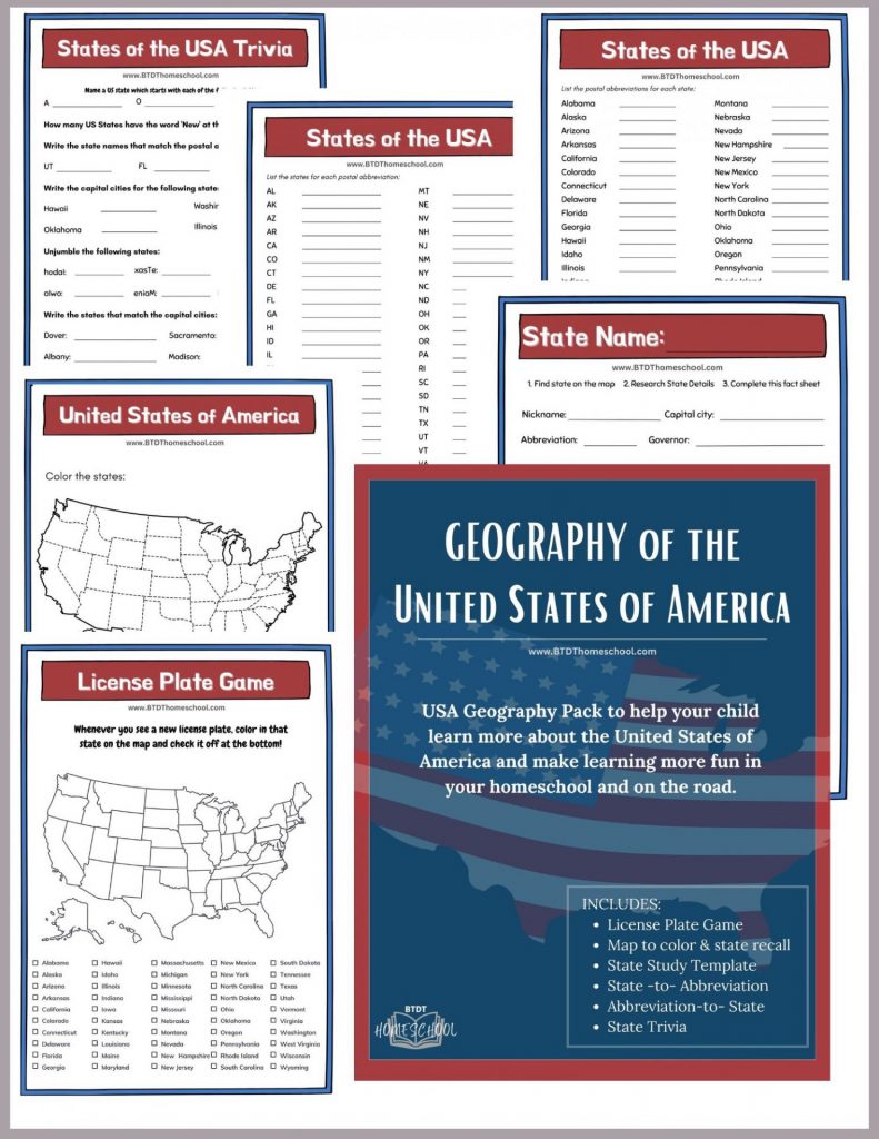 Geography of the USA Bundle (8pgs) - BTDT Homeschool