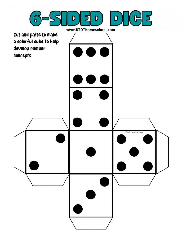 FREE FREE Printable Dice - BTDT Homeschool