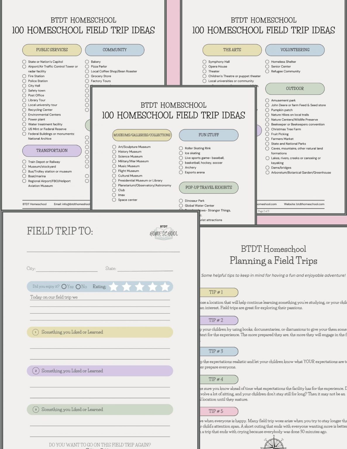FREE Field Trip Printable Pack - BTDT Homeschool