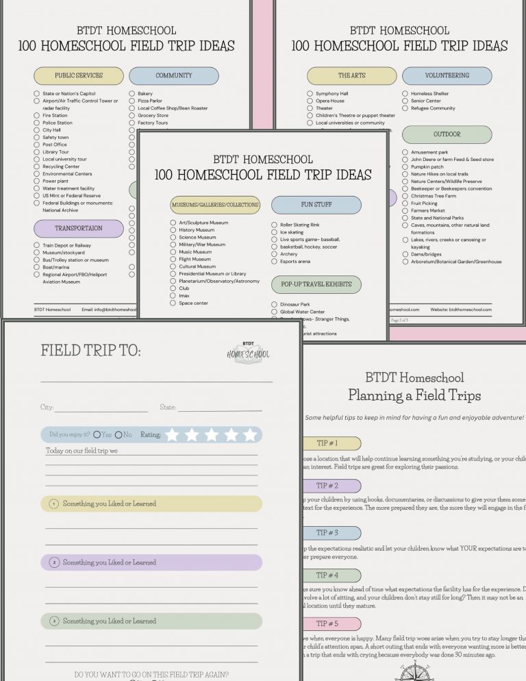 FREE Field Trip Printable Pack - BTDT Homeschool